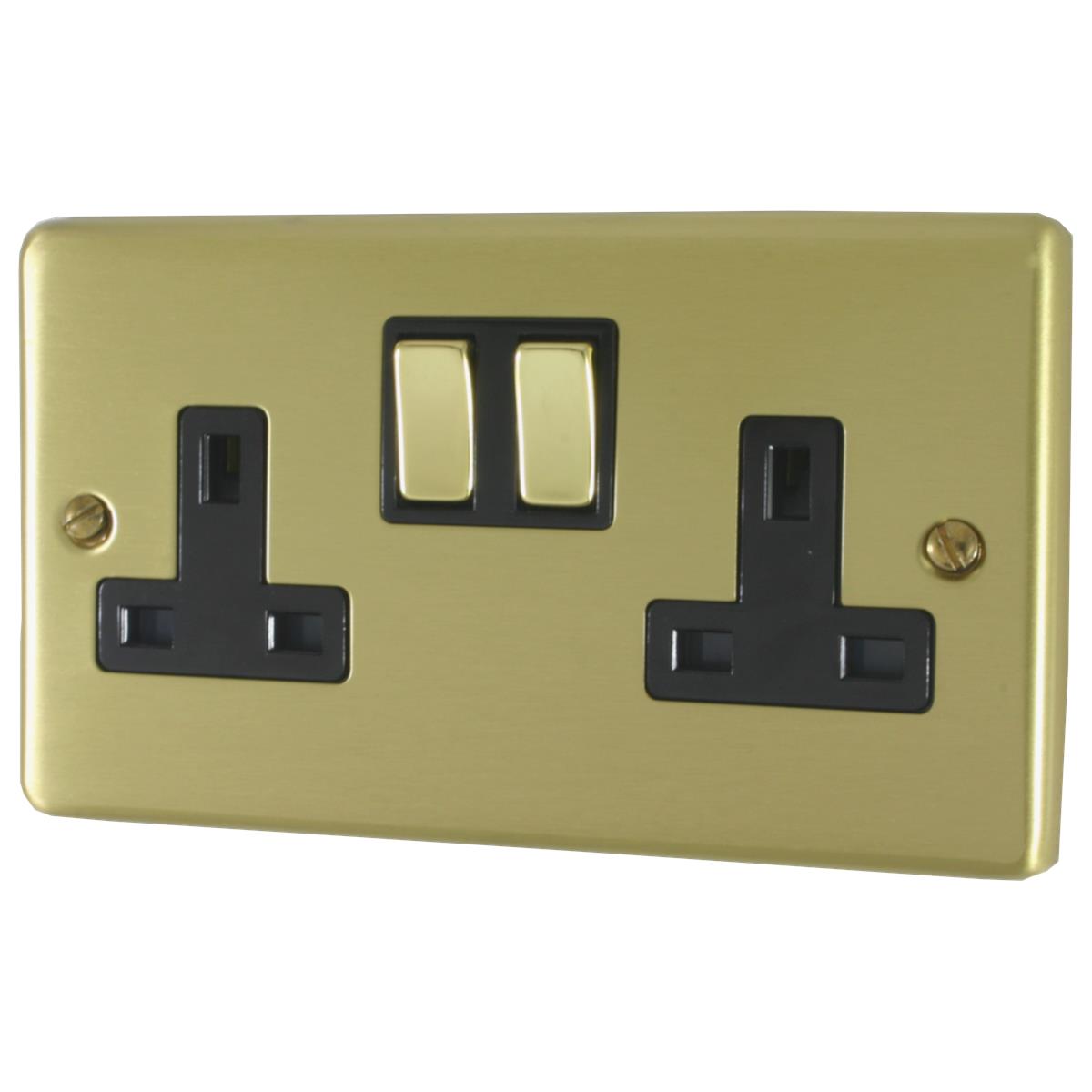 Contour Satin Brass 2 Gang Socket – Designer Sockets